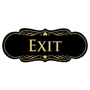 Designer EXIT Sign - Black/Gold - Small (1 Pack)
