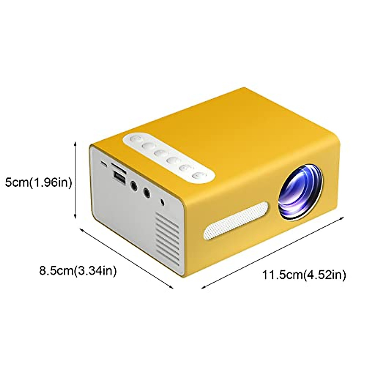 Portable USB LED TF AV 0.38x0.28in HD HDMI Mini Projector 1080P Cinema Home Projector Air Fresheners for Car Ice (B, One Size)