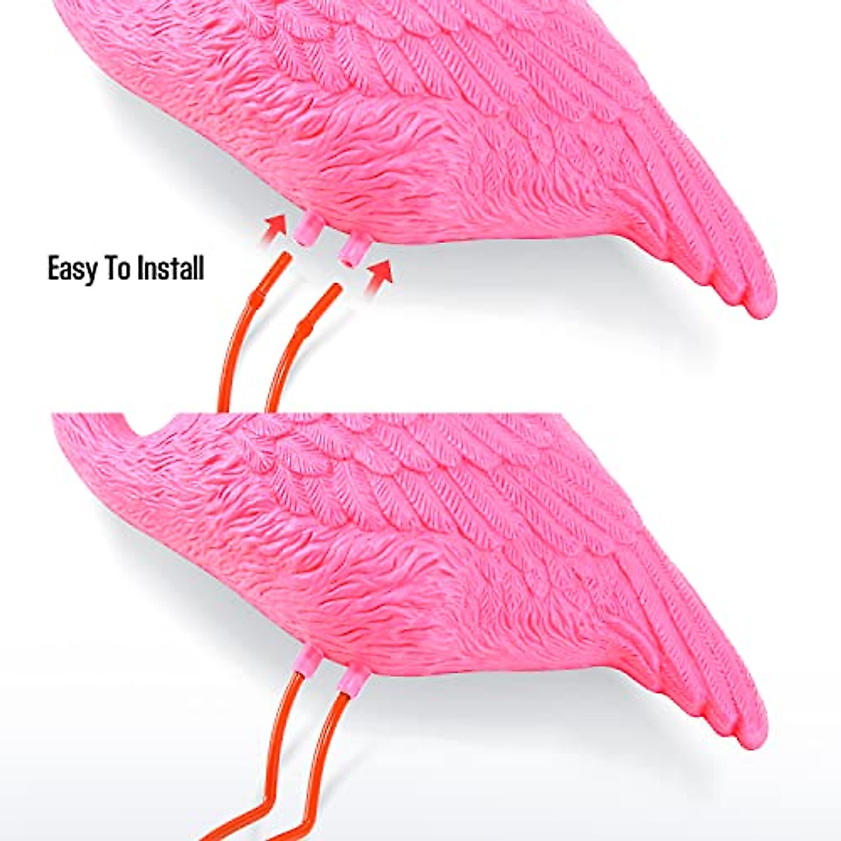 Ohuhu Family Flamingo Yard Ornaments, Set of 3 (32", 31", 19") Bright Pink Flamingos Ornaments with Metal Feet Stakes for Garden Yard Patio Party Decoration, Outdoor Decor Gardening Gift