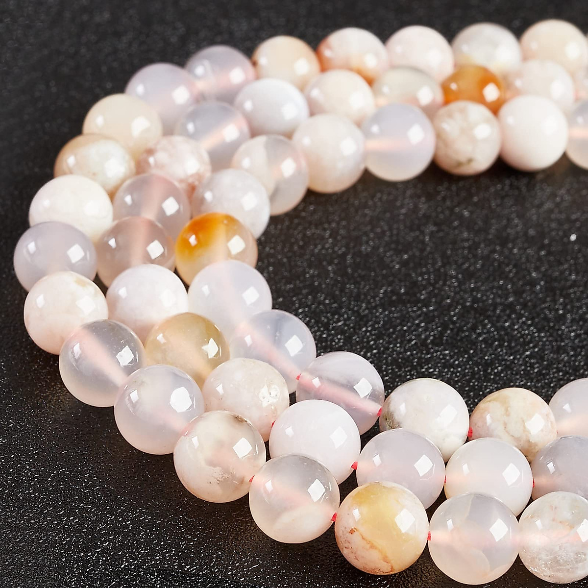 100pcs 6mm Cherry Blossom Agate Beads Natural Gemstone Beads Round Loose Beads for Crafting and Jewelry Making