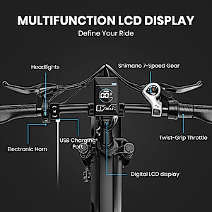 AMYET EB20 Electric Bike for Adults 1000W/ Peak 1500W Motor 48V/13AH Removable LG Battery Folding EBike Dual Shock Absorber Suspension 20''Fat Tire Ebike Electric Bike (Black)
