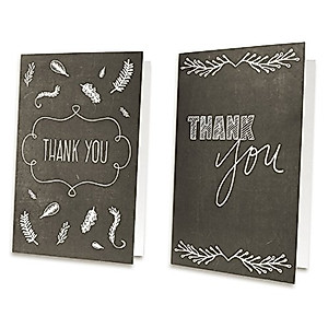 144-Count Thank You Cards with Envelopes, Blank 6 Assorted Bulk Thank You Greeting Notes Black and White Chalkboard Designs for Graduation Baby and Bridal Shower Birthday Wedding Party, 4 x 6 inches