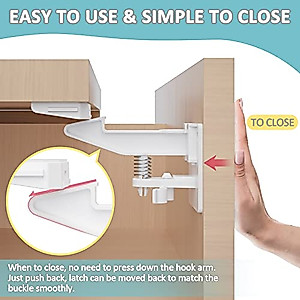 10 Pack Child Proof Cabinet Locks, Upgraded Child Safety Cabinet Latches Invisible with Deactivated Mode, Enlarged 3M Tape, Extra Long Baby Safety Drawer Latches, Fit for Most Cabinets and Drawers