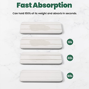 WALL QMER Fast Drying Stone Soap Tray, 9.9'' × 4'' Stone Drying Tray & Toothbrush Holders for Bathroom Counter, Diatomaceous Earth Water Absorbing Stone Tray for Sink, White, 1 Pack