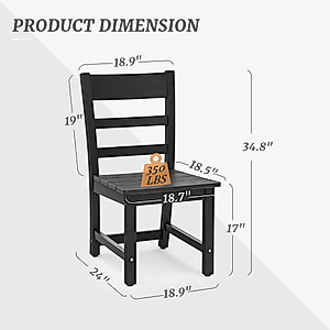 Cozyman Armless Outdoor Dining Chairs Set of 2, All Weather Resistant HDPS Patio Dining Chairs, Classic Dining Chair Support 350 LBS, for Outdoor Indoor, Lawn, Garden, Backyard, Black