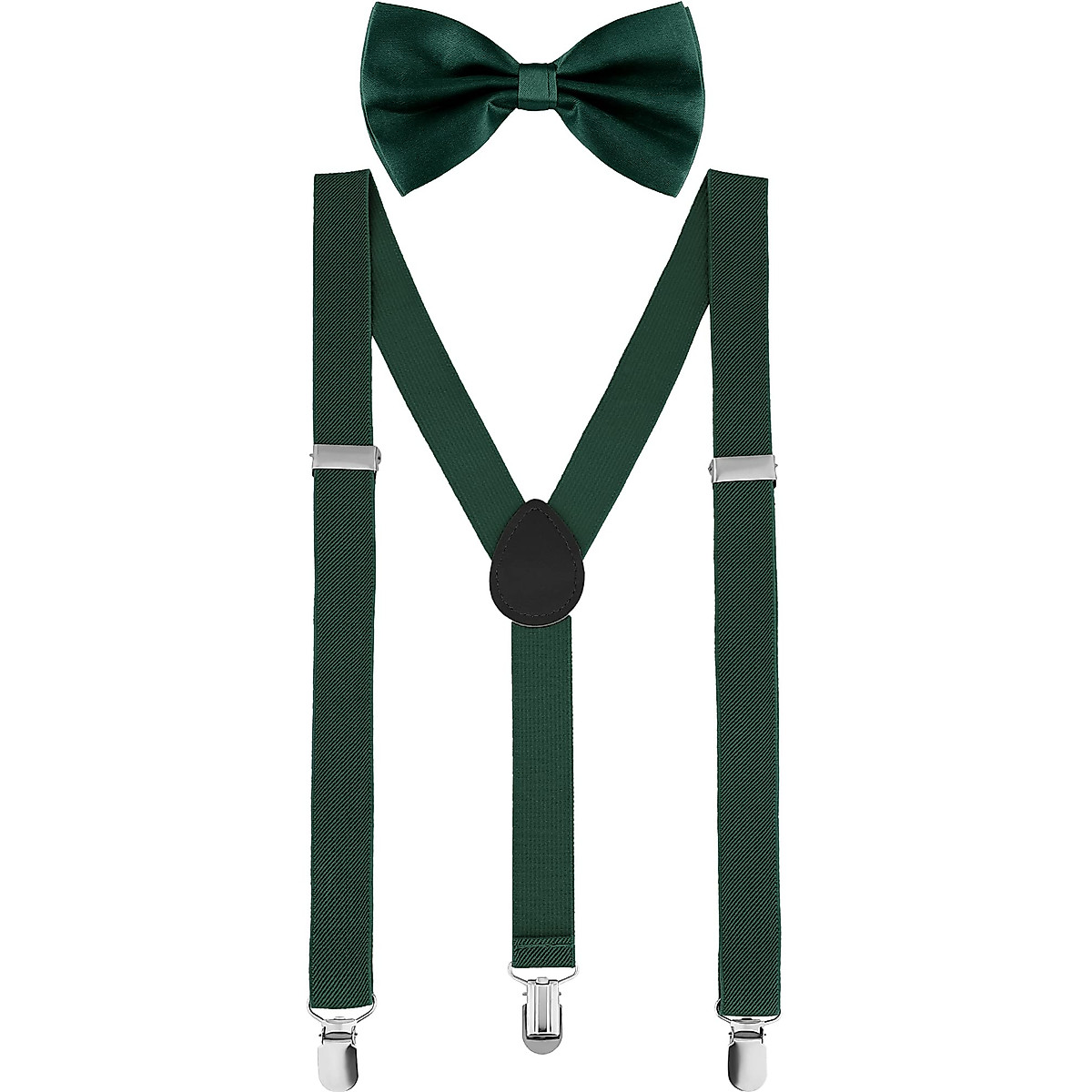 SATINIOR Suspender and Bow Tie Set 80s Clip on Suspenders for Men Women(Green)