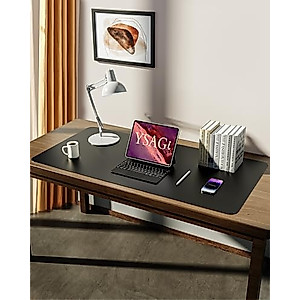 YSAGi Leather Desk Pad Protector, Office Desk Mat, Large Mouse Pad, Non-Slip PU Leather Desk Blotter, Laptop Desk Pad, Waterproof Desk Writing Pad for Office and Home (Black, 35.4" x 17")