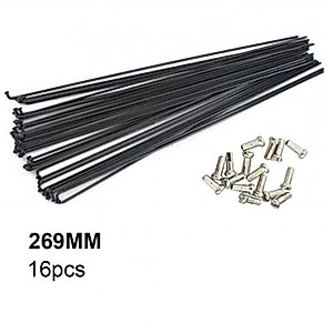 QIYUANMENGYI Bicycle Spokes 16Pcs Bike Bicycle High-Carbon Steel Spokes and Nipples 251/253/255/257/259/261/263/265/267/269 MM (Color : 269mm)