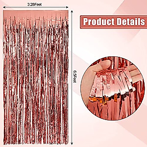 Rose Gold and Navy Blue Birthday Party Decorations for Women with Happy Birthday Banner,Curtains, Butterfly Wall,Circle Dots Garland,Tissue Pompoms,Paper Tassels Garland Birthday for Her