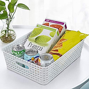 Sosody Plastic A4 Office Storage Baskets, Desk Tray Organizer, White, 5 Packs
