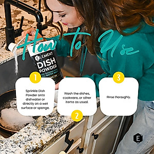 ELEMENT Dish Powder | Grease-Fighting Dish Soap | No Harsh Chemicals, Liquidless, Plastic-Free | Plant-Based Pouch and Scoop (Citrus + Vanilla, 10 OZ Pouch)