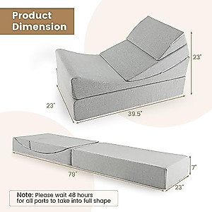 Giantex Convertible Folding Sofa Bed, 4-in-1 Floor Futon Sleeper Chair with High-Density Foam, Removable & Washable Linen Fabric Cover, Foldable Single Couch Bed for Living Room, Guest Use, Road Trip