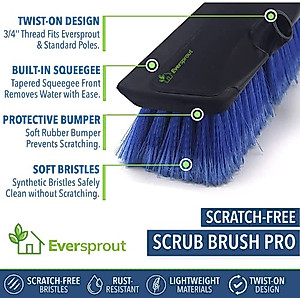 EVERSPROUT 1.5-to-3 Foot Scrub Brush | Built-in Rubber Bumper | Lightweight Extension Pole Handle | Soft Bristles wash Car, RV, Boat, Solar Panel, Deck | Shower Brush for Cleaning | Floor Brush