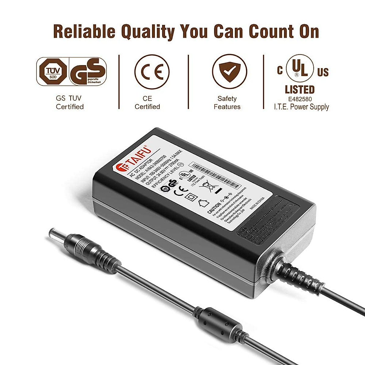 TAIFU Universal Power Adapter 24V Power Supply DC with 7 Extra DC Plugs for 5050 3528 LED Strip Light, Massage Gun, Vizio Soundbar, Zebra ZP450 Printers, Dymo 4XL Printer,LCD Monitor, Scanner, Speaker