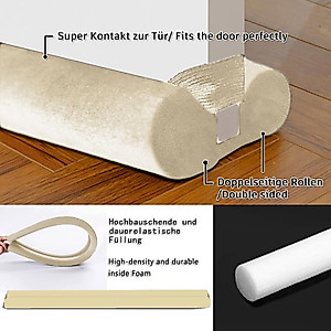 BKSAI Door Draft Stopper for Distance Under The Door up to 2" Draft Blocker Under Bottom of Door Seal Strip Draught Excluder Wind Blocker No Adhesive Bottom Seal Sound Blocker