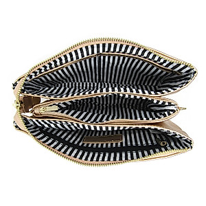 Solene Womens and Girls Multi Compartment Functional Emblem Crossbody Bag With Detachable Wristlet-WU020L(Rose Gold)