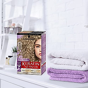 Schwarzkopf Keratin Color Permanent Hair Color Cream, 9.1 Light Ash Blonde, 1 Kit