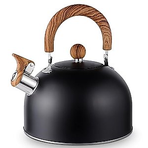 VARLEAS Whistling Tea Kettle for Stovetop, Surgical-Grade Stainless Steel Tea pot Kettles with Stay-Cool Ergonomic Handle, 2.6 Quart Rapid Boiling Teapot for Home Kitchen - Matte Black