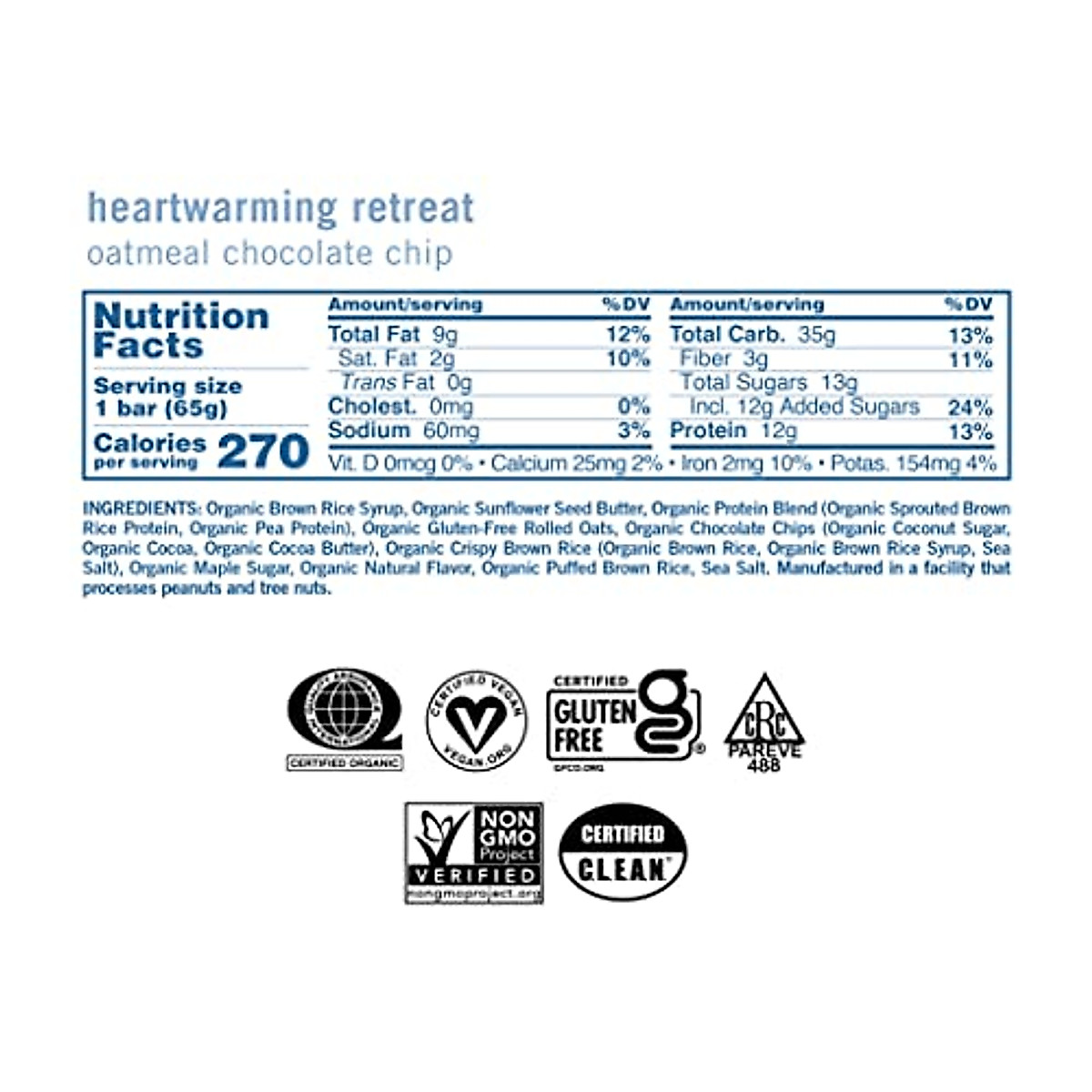 GoMacro MacroBar Organic Vegan Protein Bars - Oatmeal Chocolate Chip (2.3 Ounce Bars, 12 Count)