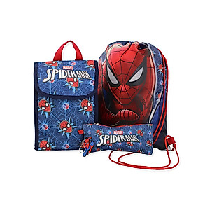 Marvel Spider-Man Boys 16" Backpack 5 piece School Set (One Size, Blue/Red)