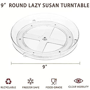 Mianhu 9 in Lazy Susan Cabinet Organizer, 1 Pack Plastic Clear Rotating Turntable Cabinet Organizers and Storage Bins for Pantry, Countertop, Fridge, Kitchen, Bathroom, Vanity