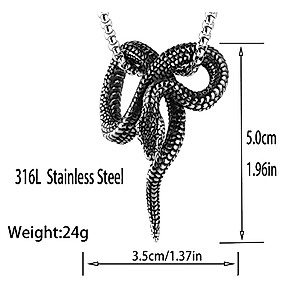 Scddboy Snake Necklace for Women,Snake Stainless Steel Pendant Chain Necklace