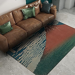 Japan Ukiyo -Painting Style Carpet for Kids Rugs Mount Fuji Scenery Area Rug for Rural Room Entryway Small Gaming Rug for Floor Door 6'x10'