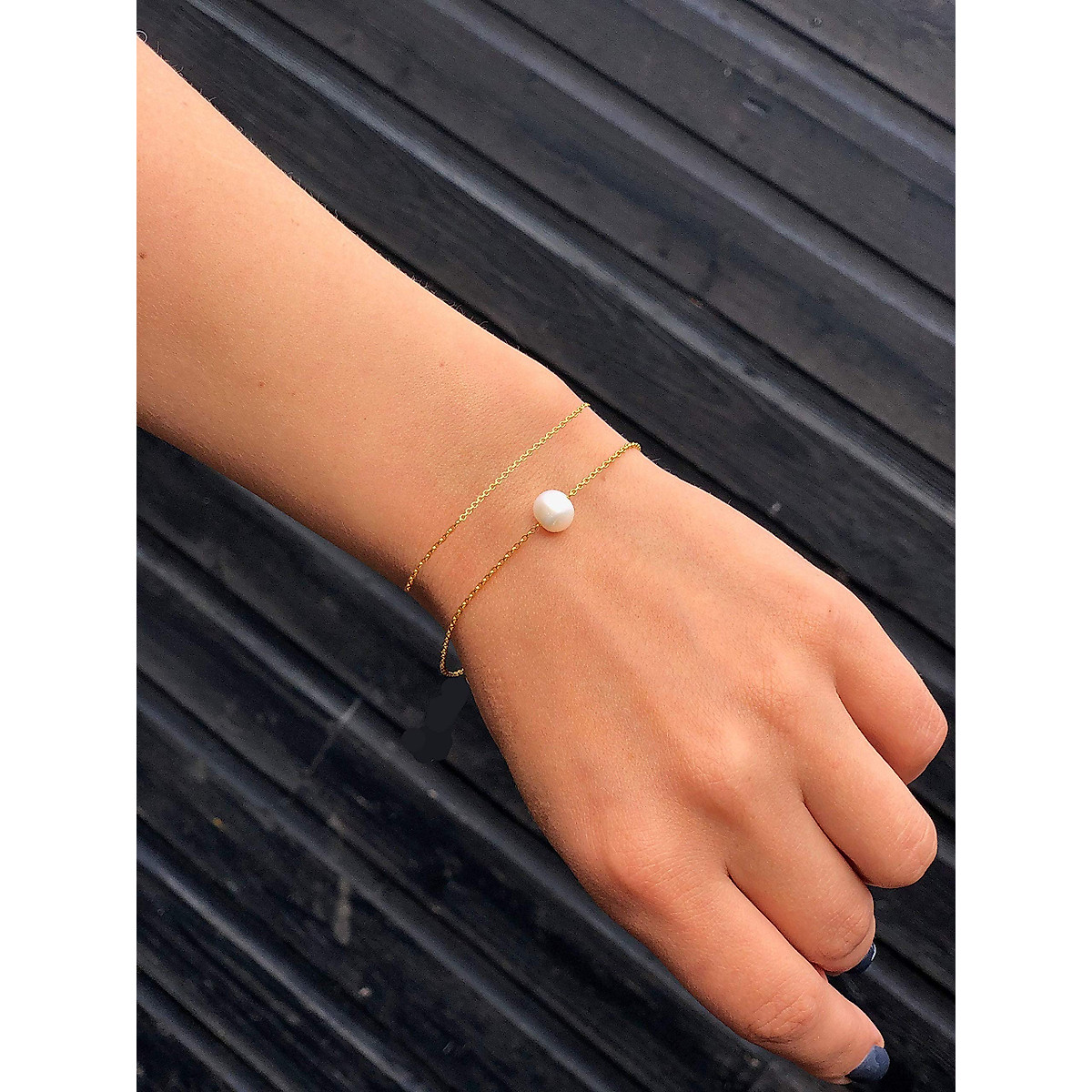 Solid 14K Gold Pearl Necklace for Women, Sliding pearl design, Real 7.5mm Freshwater Cultured Pearl Pendant Necklace Love Jewelry Gift for Her, Mom, Wife, Girl 16"-18"