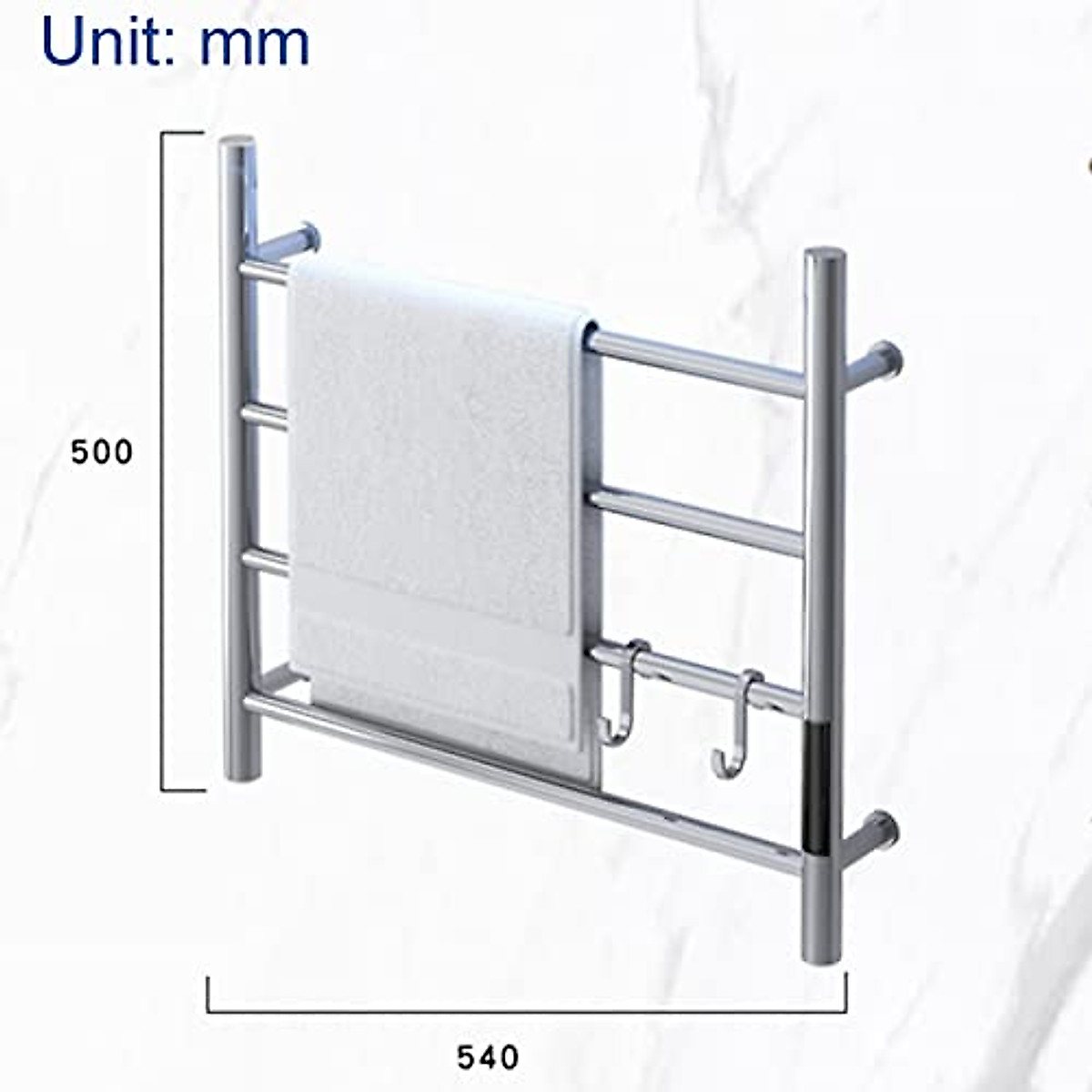 Electric Heating Bathroom Towel Rack Perforated 304 Stainless Steel Bright Intelligent Drying Electric Towel Rack,Silver