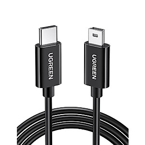 UGREEN Mini USB to USB C Cable 3FT Mini USB to Type C Compatible with Digital Camera MP3 Player GPS Receiver and More Mini B Devices PVP Black