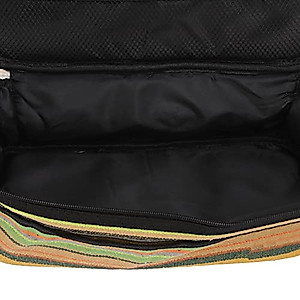 Camping Tableware Storage Bag, Thickened Canvas Green Stripe Camping Utensil Bag Double Handle for Travel