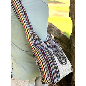 Cotton Shoulder Bag, Unique Tapestry Hippie Crossbody with Hamsa Print Hobo Hippie Cross body Women bag, Festival bag Sling Boho Bag/Handmade with Love