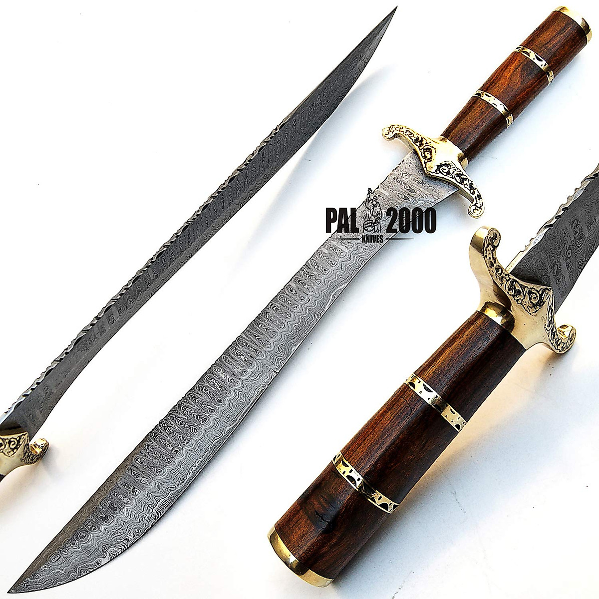 DAM-9908 Custom Handmade Spring Damascus Hunting Full tang longsword with Sheath