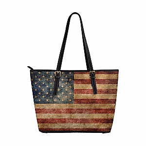 InterestPrint Top Handle Satchel HandBags Shoulder Bags Tote Bags Purse American Flag Background
