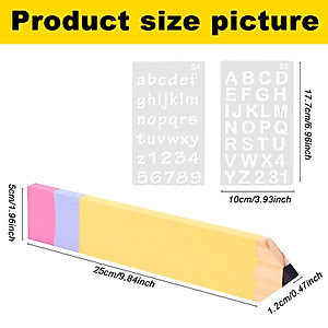 7 Pcs Personalized Pencil Teacher Name Plates and Letter Alphabet Number Template Large Teacher Appreciation Presents Blank Wooden Shaped Plaque Desk Sign Back to School Classroom Decor