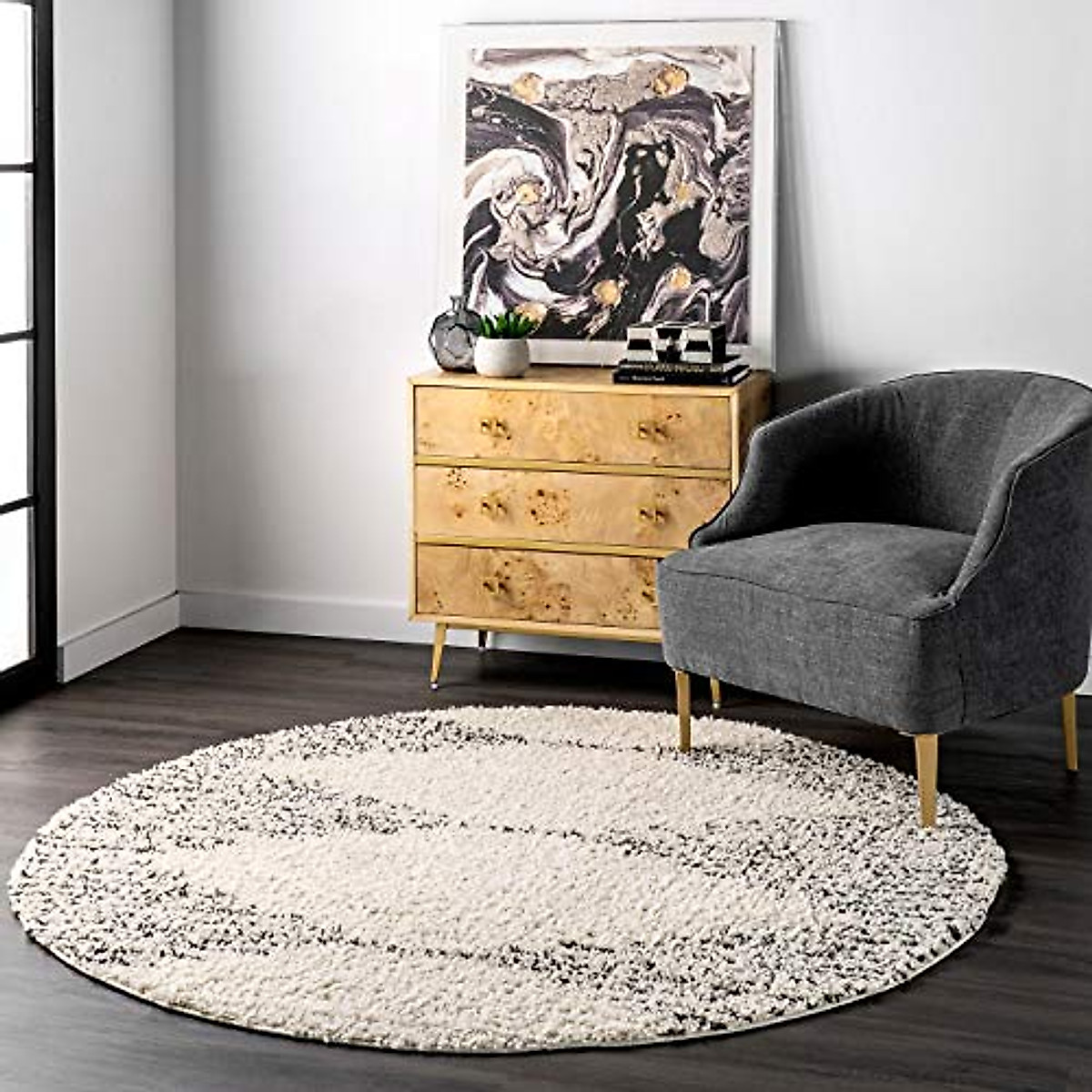 nuLOOM Scarlette Abstract Diamonds Shag Area Rug, 7' 10" x 10', Off-white