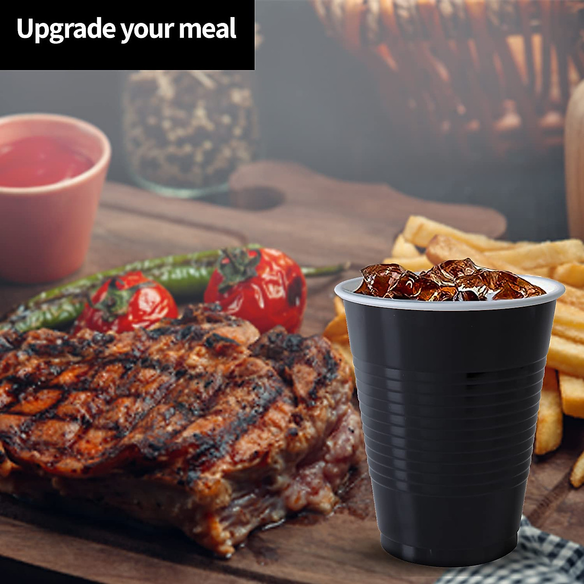 Hanna K. Signature Collection 50 Count Plastic Cup, 18-Ounce, Black