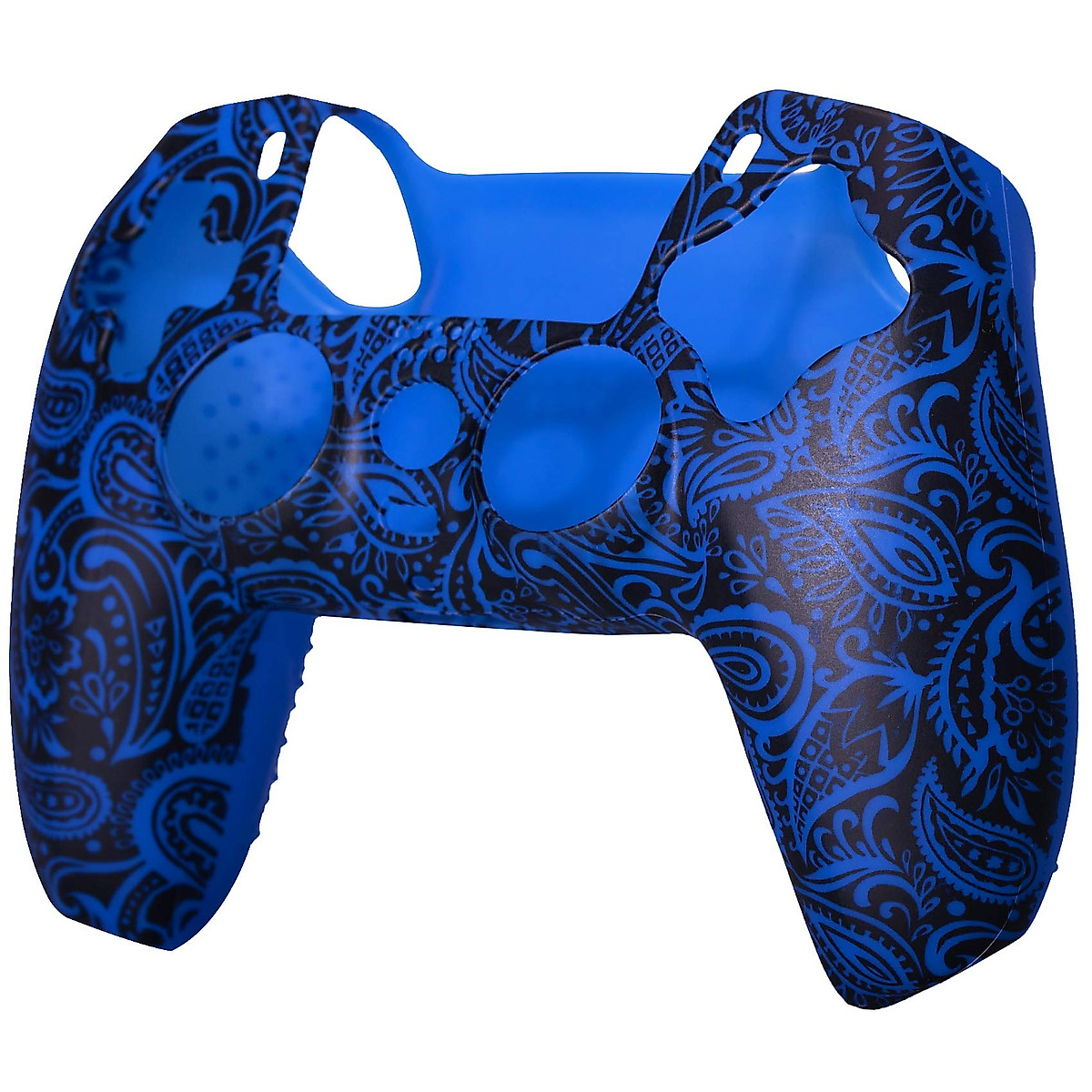 9CDeer 1 Piece of Silicone Transfer Print Protective Cover Skin + 10 Thumb Grips for PlayStation 5 / PS5 Controller Foliage Blue