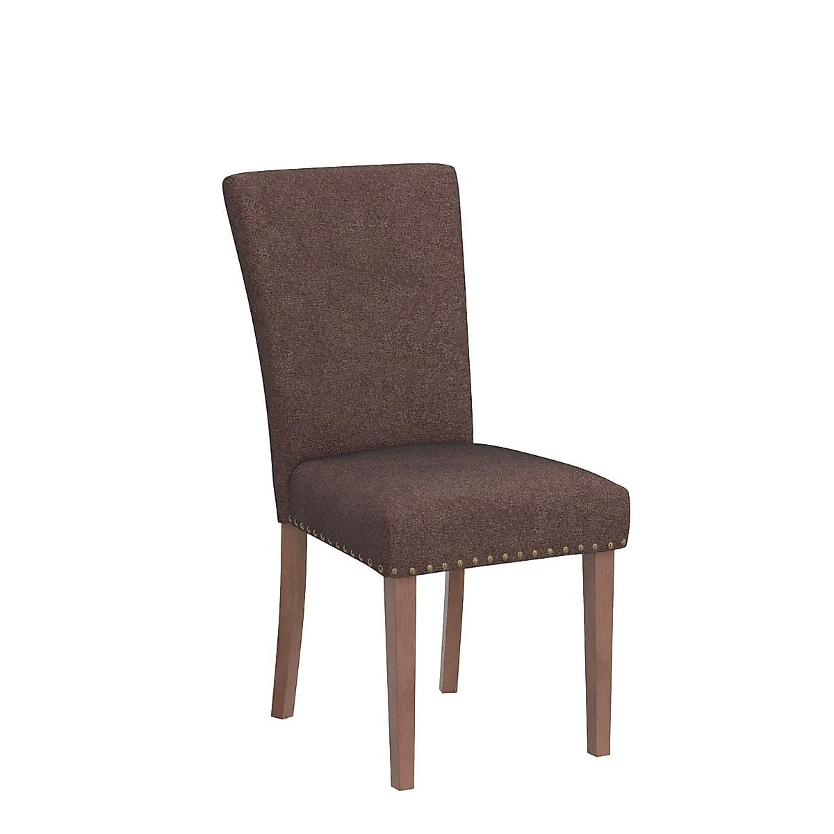 COLAMY Upholstered Parsons Dining Chairs Set of 4, Fabric Dining Room Kitchen Side Chair with Nailhead Trim and Wood Legs - Brown