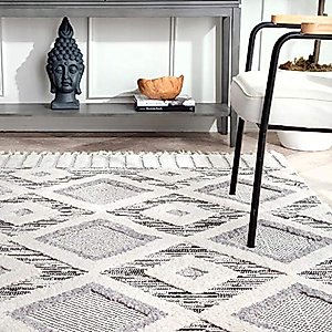 nuLOOM Theola Geometric High-Low Shag Area Rug, 4' x 6', Grey