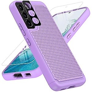 BNIUT for Samsung Galaxy S22 5G Case: Dual Layer Protective Heavy Duty Cell Phone Cover Shockproof Rugged with Non Slip Textured Back - Military Protection Bumper Tough - 6.1inch (Girly Purple)