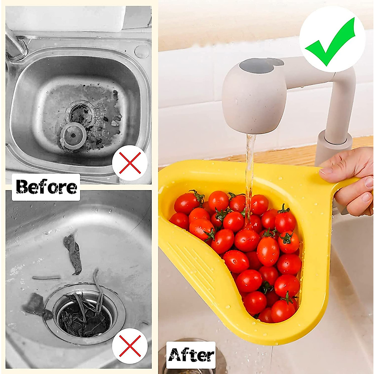 4 Pcs Swan Drain Basket, Sink Strainer Basket Kitchen Sink Strainer Multifunctional Kitchenware Triangle Sink Filter Kitchen Utensils Orange, Green, Yellow, Blue