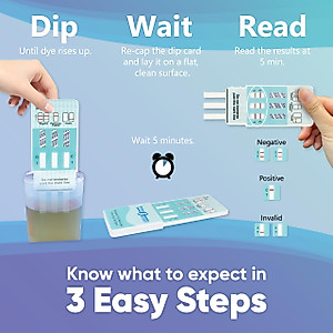 Prime Screen Marijuana (THC) Multi Panel Urine Test Kit. Highly Sensitive THC 3 Level Drug Test Kit- Multi Level Detecting Any Form of THC Cannabis Test at 15 ng/mL, 50 ng/mL, and 100 ng/mL - [5 Pack]