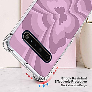 zaztify Phone Case for LG V60 ThinQ/ThinQ 5G UW, Pink Butterfly Swirl Incline Coffee Latte Valentine Color Block Cute Pattern Shockproof Protective Anti-Slip Thin Slim Soft Clear Cover Shell