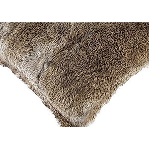 Natural Fur Throw Pillow Cover with Soft Poly Insert | Handcrafted Fluffy Decorative Pillow with Real Rabbit Fur, Hazelnut, 12 in x 20 in