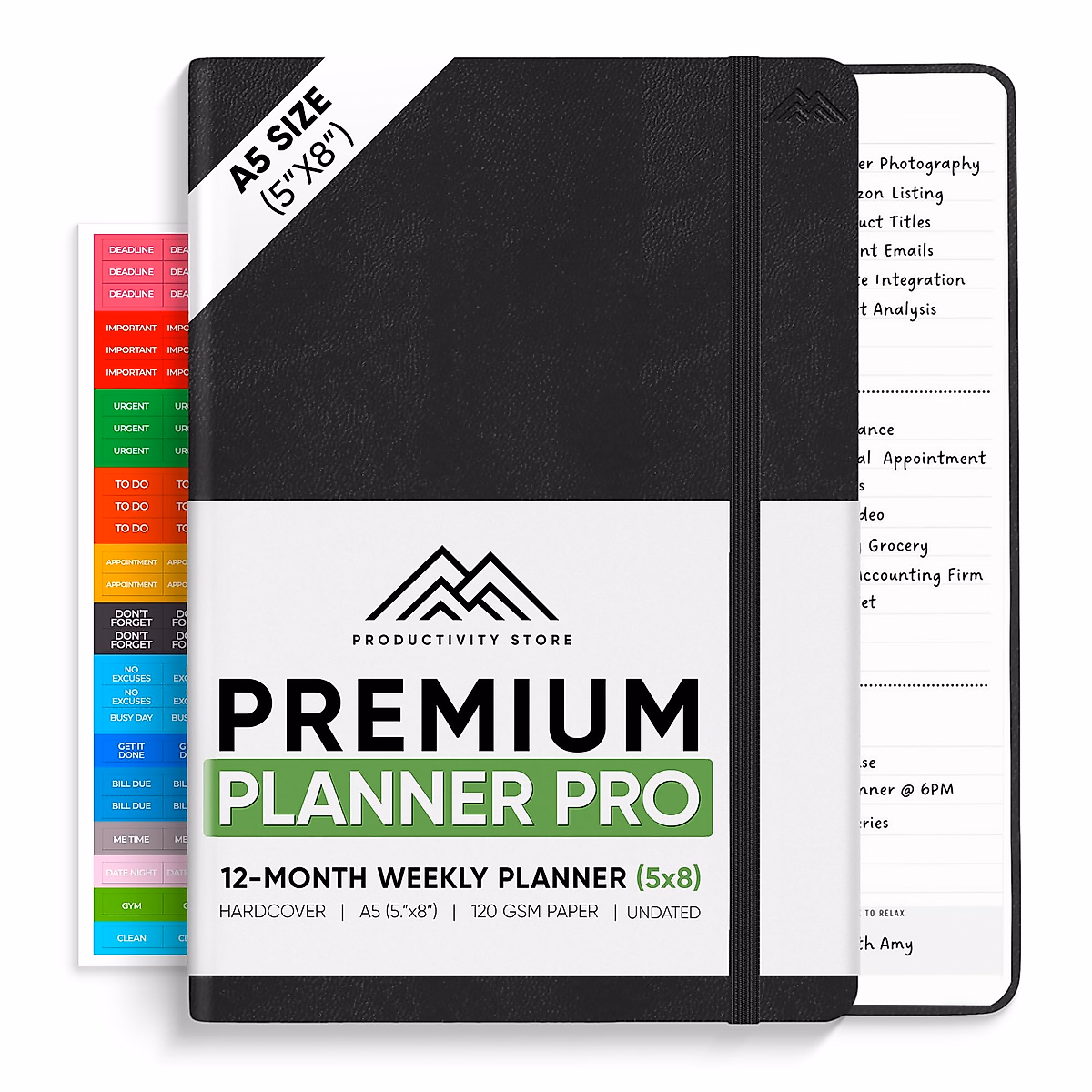 Best 2023 Planner Weekly and Monthly 5x8 | Goal, Business & Productivity Planner | Undated Daily 2023 Planner With To Do List, Habit Tracker & Planner Stickers | Productivity Store Planner PRO (Black)