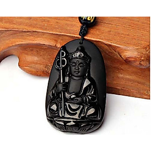 Ksitigarbha Natural Obsidian Amulet Pendants