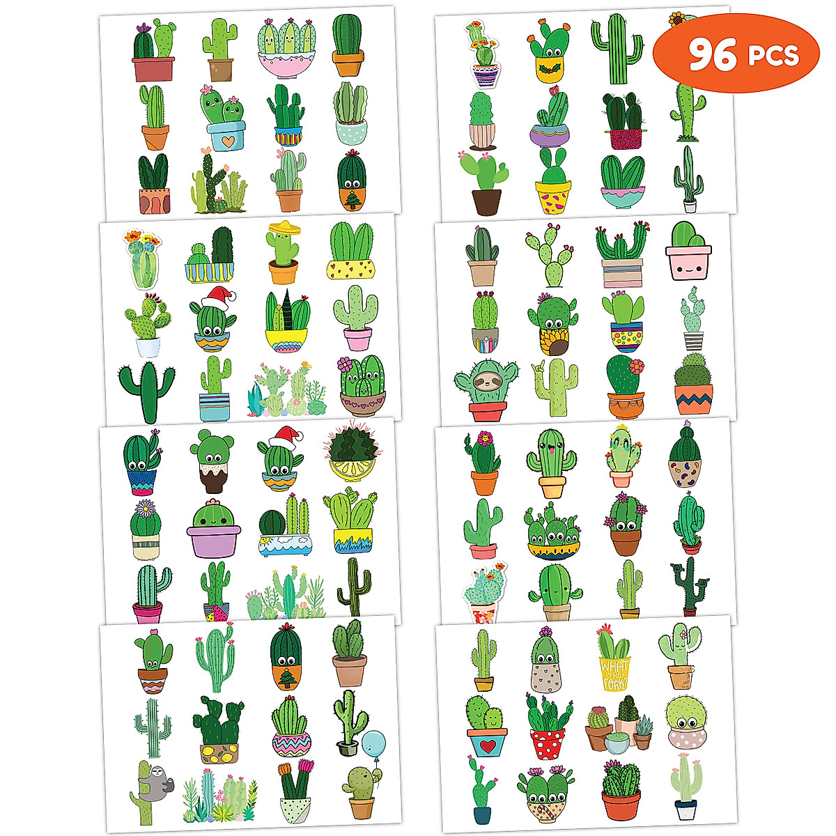 Cactus Temporary Tattoo Birthday Party Decorations Supplies Party Favors 96PCS Tattoos Stickers Cute Kids Girls Boys Gifts Classroom School Prizes Themed