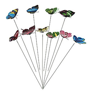 DatingDay 10 Pack Colourful Garden Butterflies On Sticks Miniature Fairy Garden Decoration