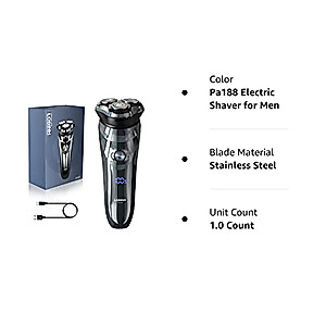 LOBINH Electric Shaver for Men, 100% Washable Rotary Shaver, Rechargeable Waterproof Electric Razor Wet & Dry Shaving with Pop-up Trimmer, 1 Hour Fast Charging, 4D Floating Head, LCD Power Indicator